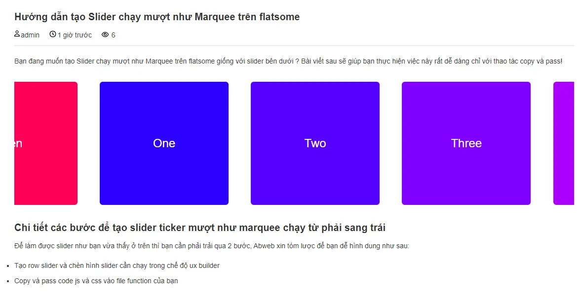 Hướng dẫn tạo Slider chạy mượt như Marquee trên flatsome – Thiết kế website Giao diện Flatsome ...